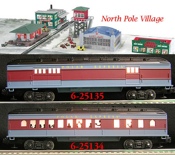 Lionel 0 NORTH POLE VILLAGE WITH POLAR EXPRESS CARS - SAVE $ 20.00