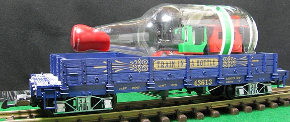 Lionel 0 LGB FLAT W/TRAIN IN THE BOTTLE