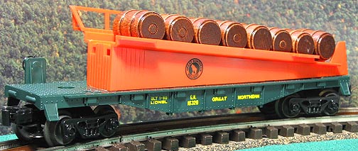 GREAT NORTHERN BARREL RAMP CAR W/BARRELS