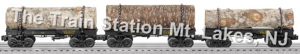 Lionel 27586 CASS SCENIC RAILROAD SKELETON LOG CAR 3PK. MAY