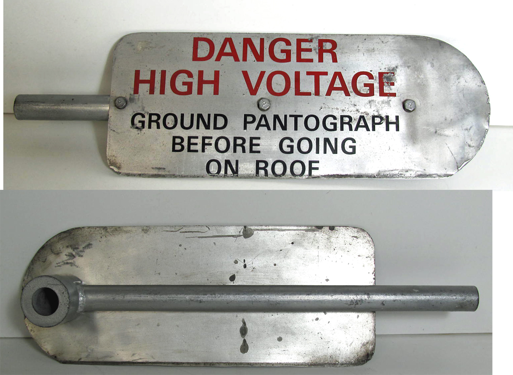 NICE RAILROADIANA! PANTOGRAPH GROUNDING HANDLE/PADDLE SIGN