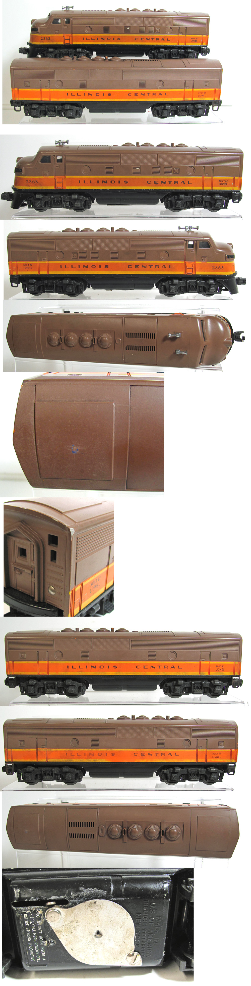 2363 ILLINOIS CENTRAL F3 AB WITH BLACK LETTERS