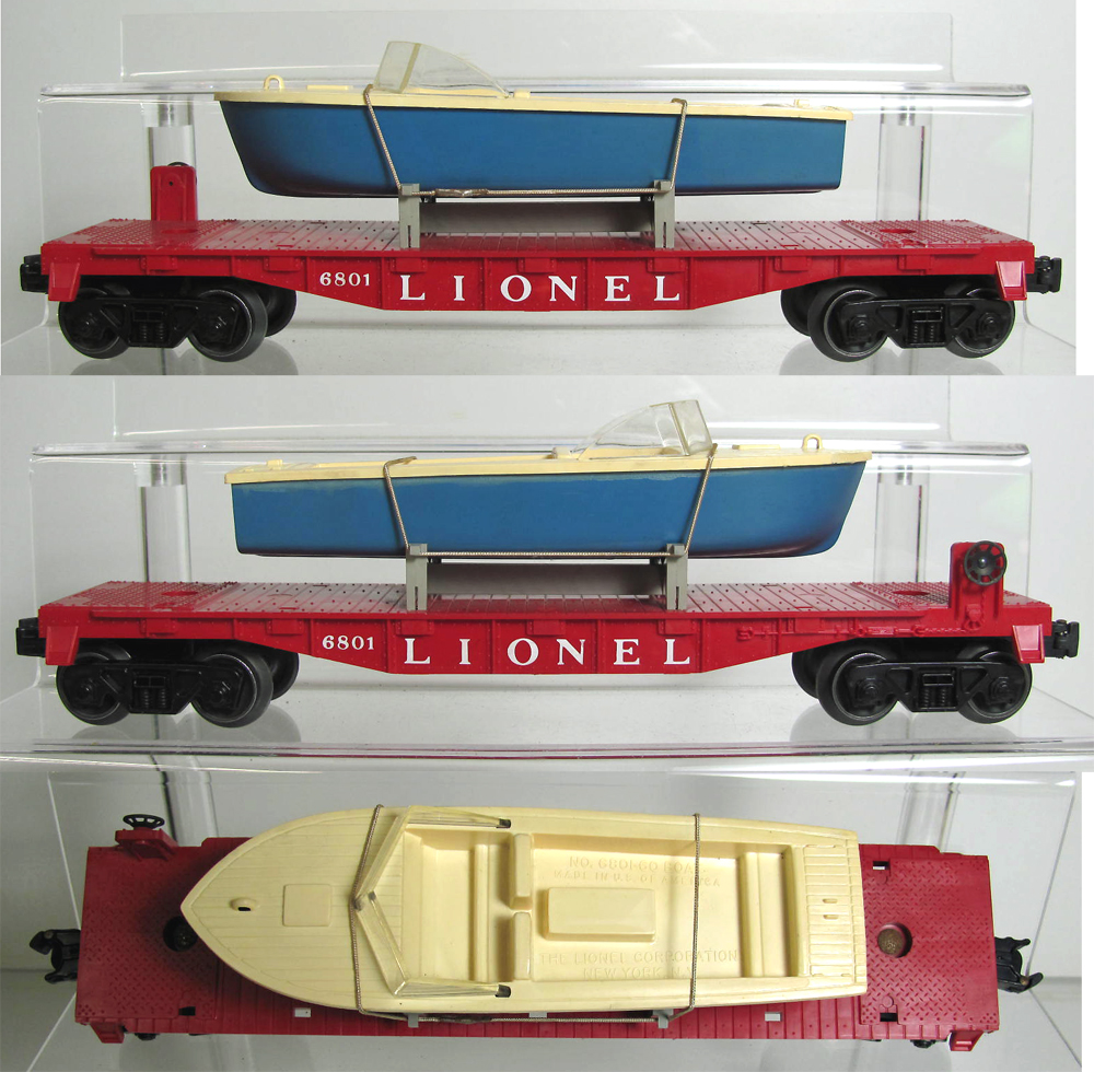 LIONEL 6801 FLAT CAR WITH BLUE BOAT